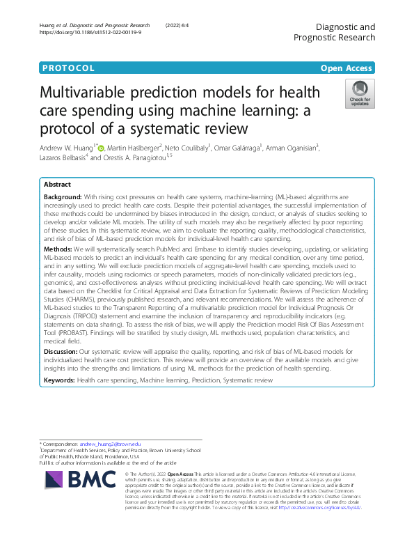 (PDF) Multivariable Prediction Models for Health Care Spending Using ...