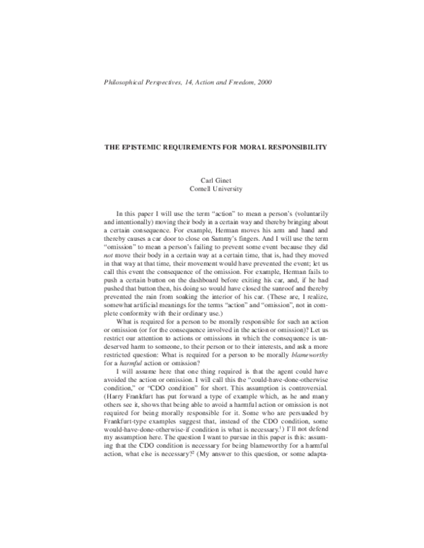 (PDF) The Epistemic Requirements for Moral Responsibility