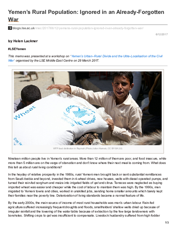 (PDF) Yemen’s rural population: Ignored in an already-forgotten war