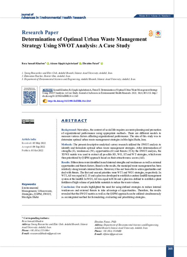 (PDF) Research Paper Determination of Optimal Urban Waste Management ...