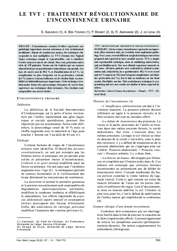 (PDF) [TVT: Revolutionary treatment of urinary incontinence]