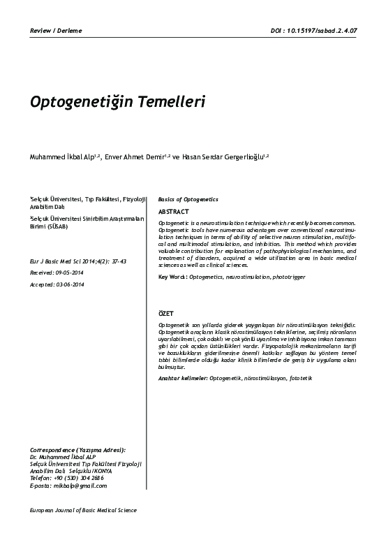 (PDF) Basics of Optogenetics