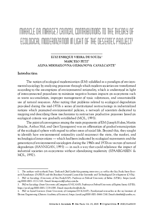 (PDF) Miracle or Mirage? Critical Contributions to the Theory of Ecological Modernization in ...