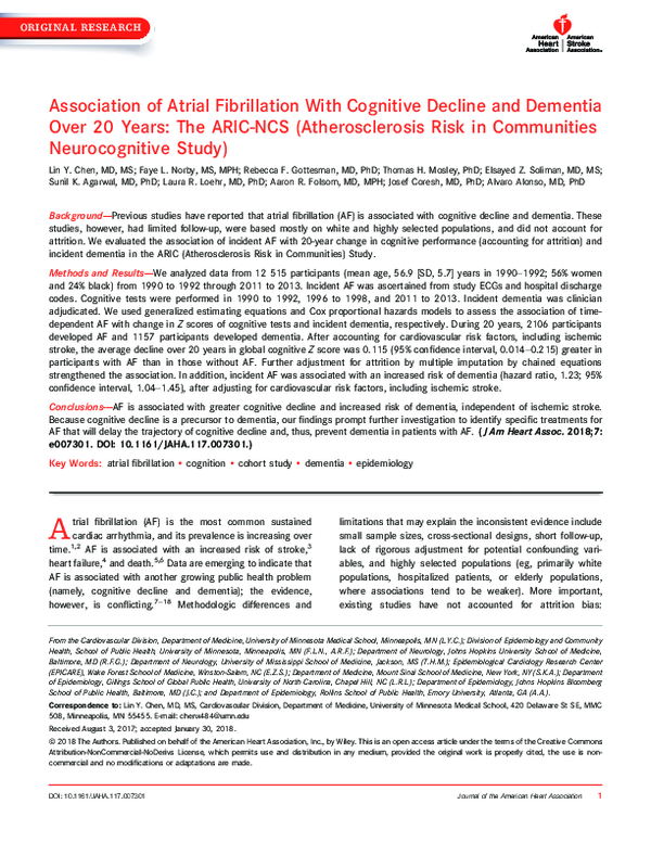 (PDF) Association of Atrial Fibrillation With Cognitive Decline and ...