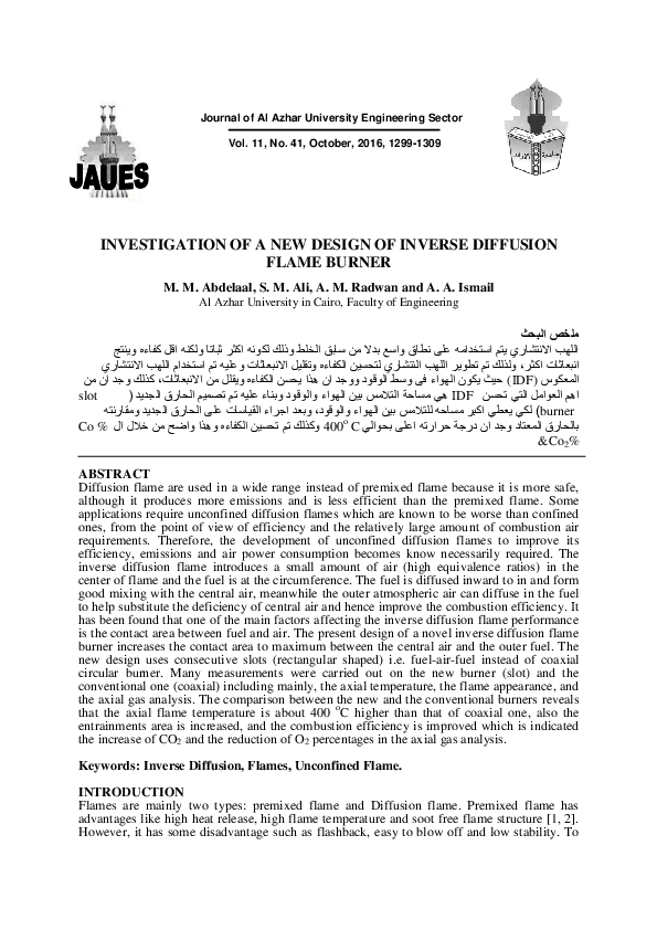 (PDF) Investigation of a New Design of Inverse Diffusion Flame Burner