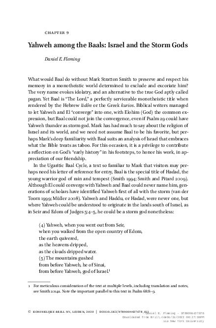 (PDF) Yahweh among the Baals: Israel and the Storm Gods