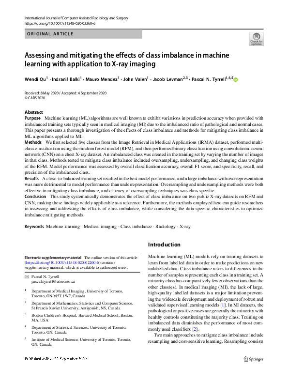 (PDF) Assessing and mitigating the effects of class imbalance in ...