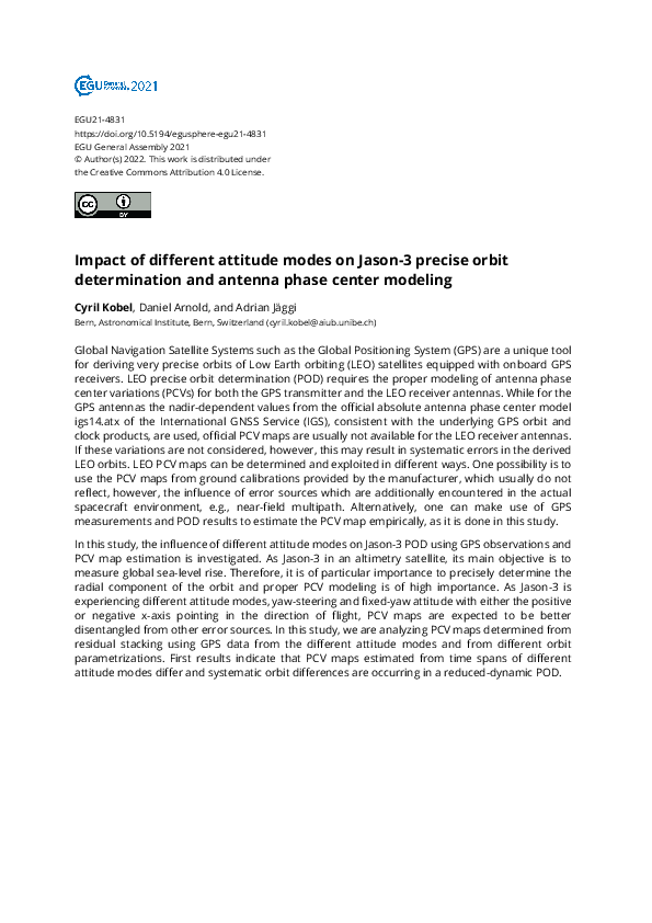 (PDF) Impact of different attitude modes on Jason-3 precise orbit ...