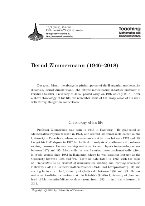 (PDF) Bernd Zimmermann (1946-2018)
