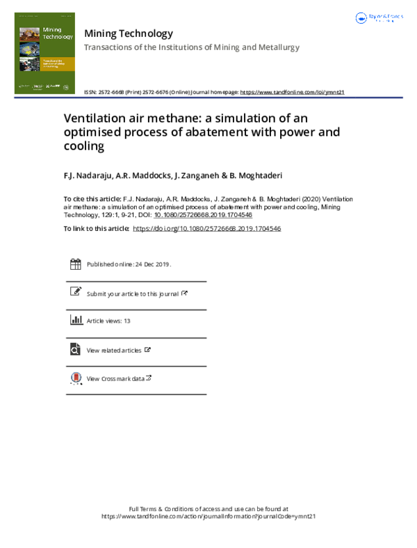 (PDF) Ventilation air methane: a simulation of an optimised process of ...