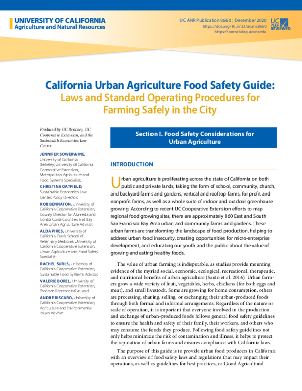 (PDF) California Urban Agriculture Food Safety Guide: Laws and Standard ...