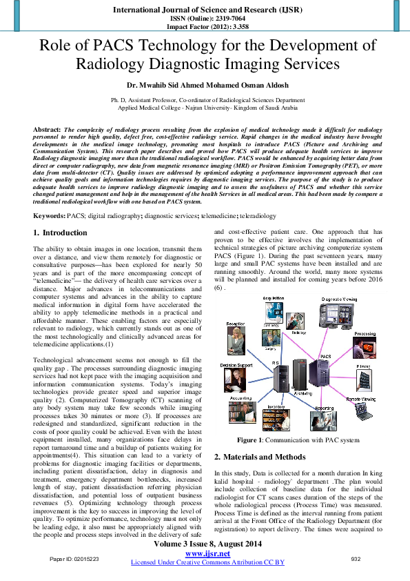 (PDF) Role of PACS Technology for the Development of Radiology Diagnostic Imaging Services