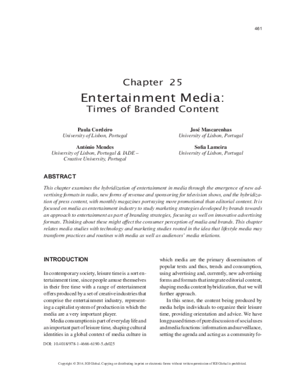 (PDF) Entertainment Media
