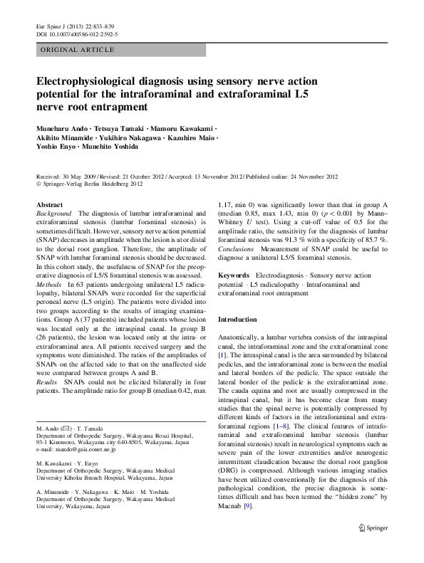 (PDF) Electrophysiological diagnosis using sensory nerve action ...