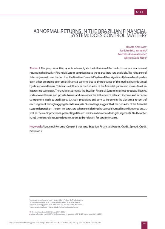 (PDF) Abnormal Returns around Disclosure of Problems in Internal ...