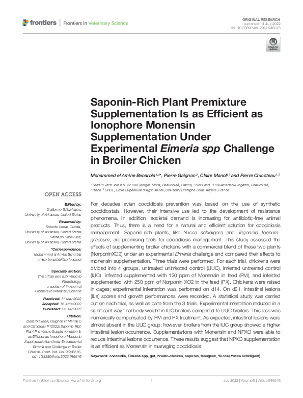 (PDF) Saponin-Rich Plant Premixture Supplementation Is as Efficient as ...