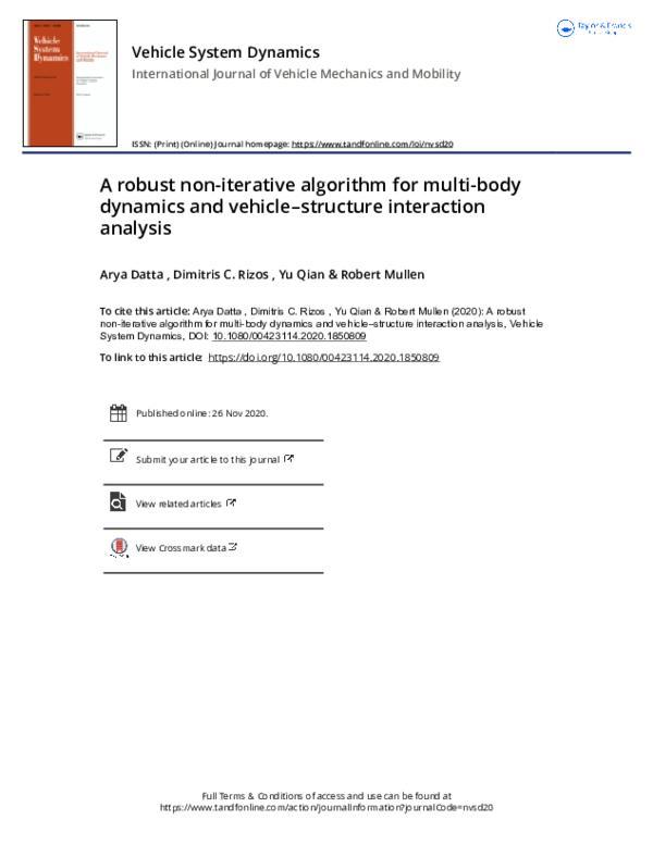 (PDF) A robust non-iterative algorithm for multi-body dynamics and ...