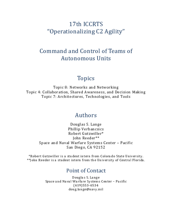 (PDF) Command and Control of Teams of Autonomous Systems