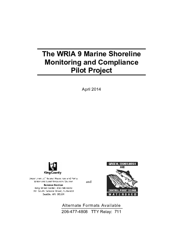 (PDF) The WRIA 9 Marine Shoreline Monitoring and Compliance Pilot ...