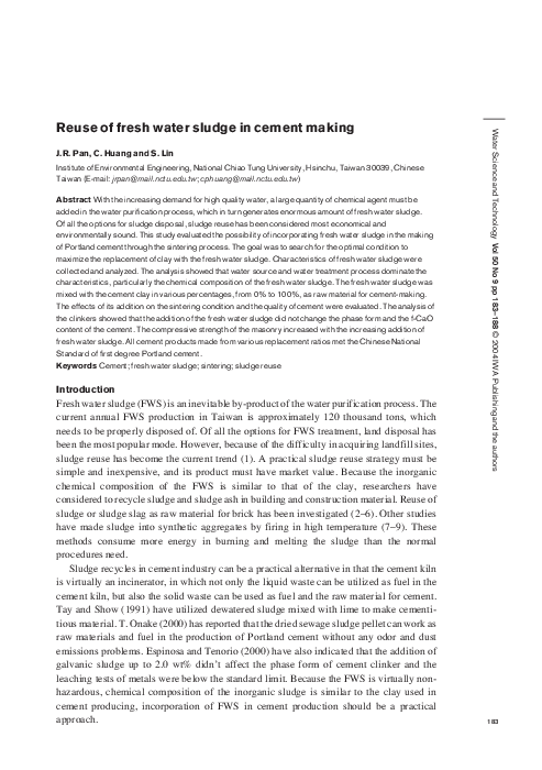 (PDF) Reuse of fresh water sludge in cement making
