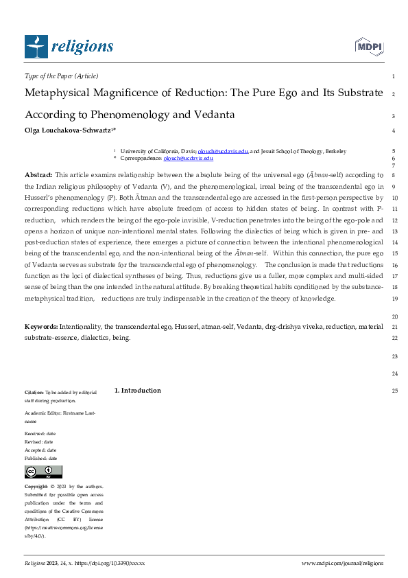 (PDF) Metaphysical Magnificence of Reduction: The Pure Ego and Its ...