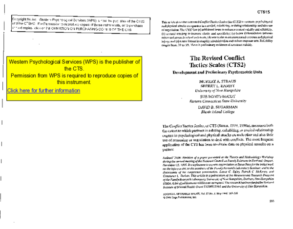 (PDF) The Revised Conflict Tactics Scales (CTS2)