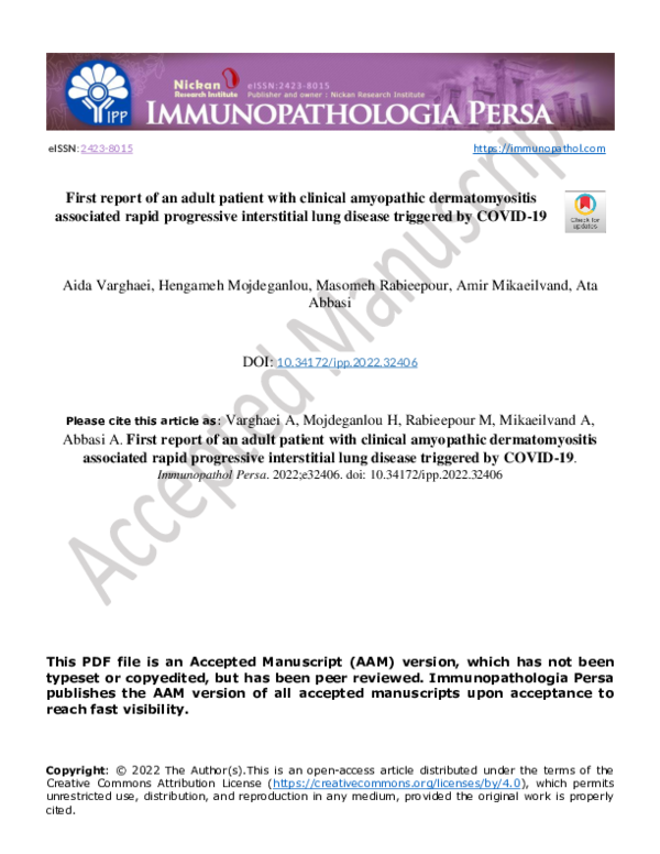 (PDF) First report of an adult patient with Clinical amyopathic ...