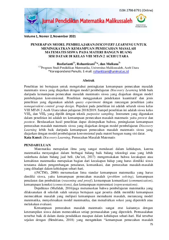 (PDF) PENERAPAN MODEL PEMBELAJARAN DISCOVERY LEARNING UNTUK ... (PDF) PENERAPAN MODEL PEMBELAJARAN DISCOVERY LEARNING UNTUK ...