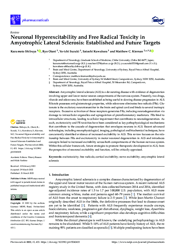 (PDF) Neuronal Hyperexcitability and Free Radical Toxicity in ...