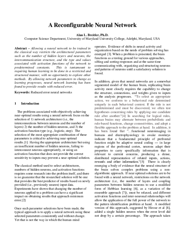 Pdf A Reconfigurable Neural Network