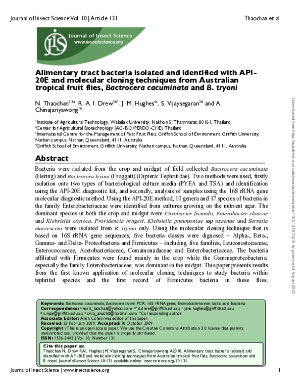 (PDF) Alimentary Tract Bacteria Isolated and Identified with API-20E ...