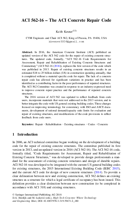 (PDF) ACI 562-16 – The ACI Concrete Repair Code