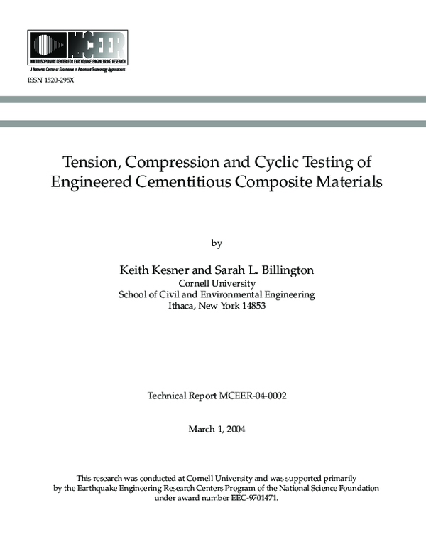 (PDF) Tension, Compression and Cyclic Testing of Engineered ...