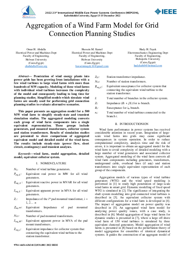 (PDF) Aggregation of a Wind Farm Model for Grid Connection Planning Studies