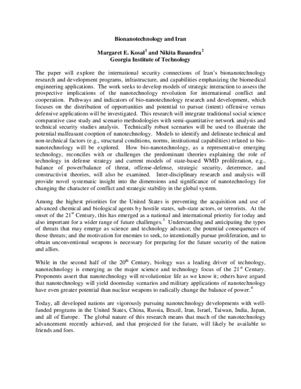 (PDF) Bionanotechnology and Iran