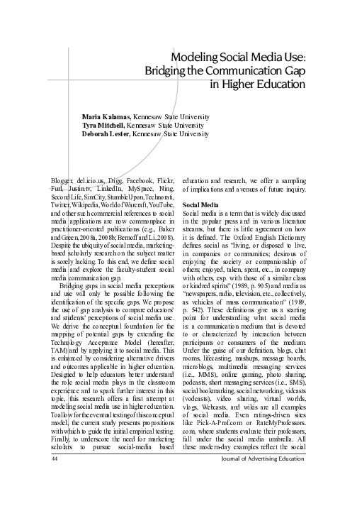 (PDF) Modeling Social Media Use: Bridging the Communication Gap in ...