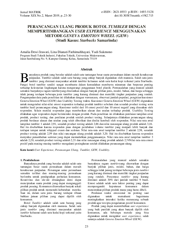 (PDF) PERANCANGAN ULANG PRODUK BOTOL TUMBLER DENGAN MEMPERTIMBANGKAN ...