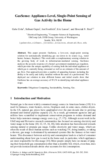 (PDF) GasSense: Appliance-Level, Single-Point Sensing of Gas Activity ...