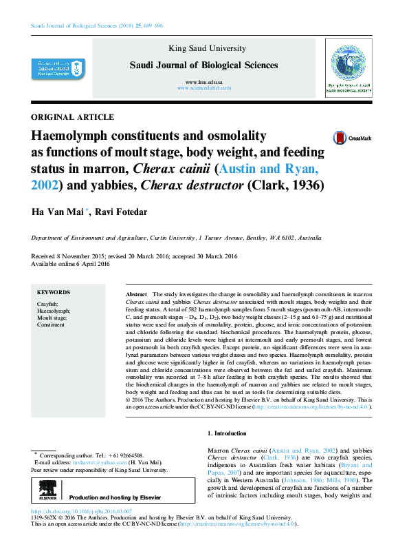 (PDF) Haemolymph constituents and osmolality as functions of moult ...