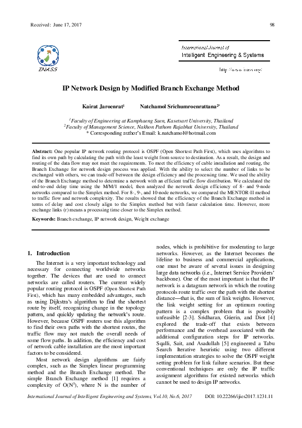 (PDF) IP Network Design by Modified Branch Exchange Method
