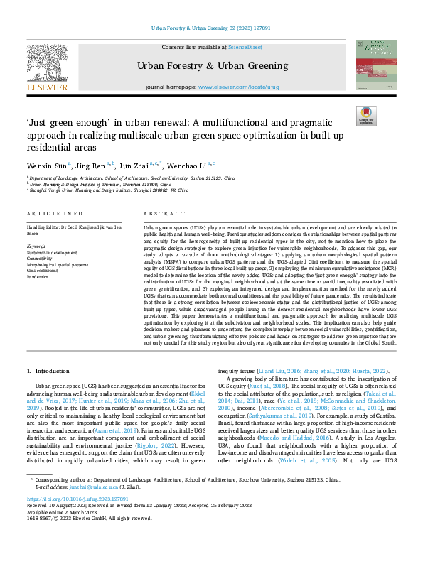 (PDF) 'Just green enough' in urban renewal: A multifunctional and ...