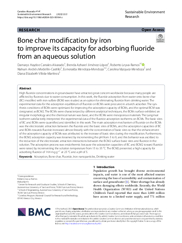 (PDF) Bone char modification by iron to improve its capacity for ...