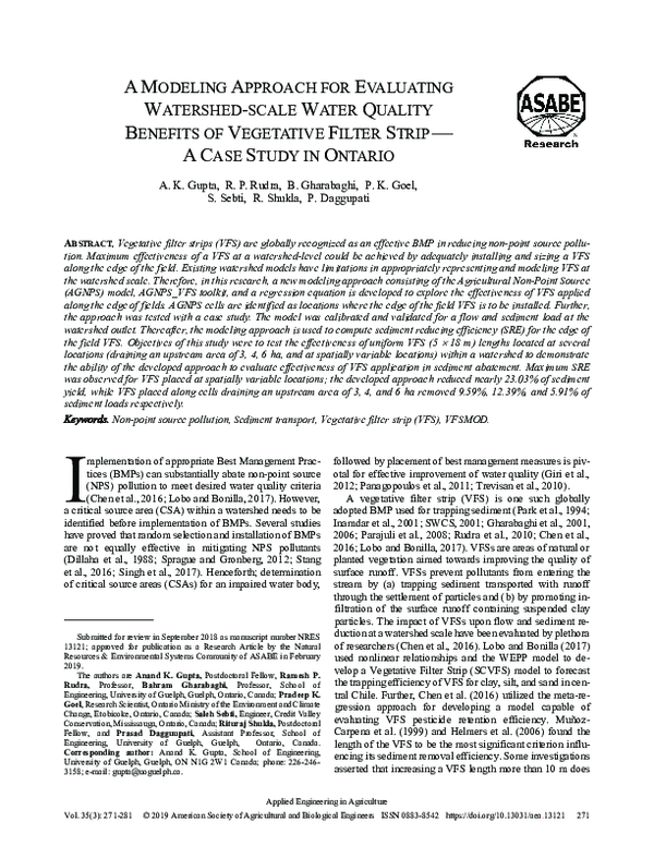 Pdf A Modeling Approach For Evaluating Watershed Scale Water Quality