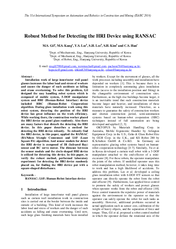(PDF) Robust Method for Detecting the HRI Device Using RANSAC (PDF) Robust Method for Detecting the HRI Device Using RANSAC