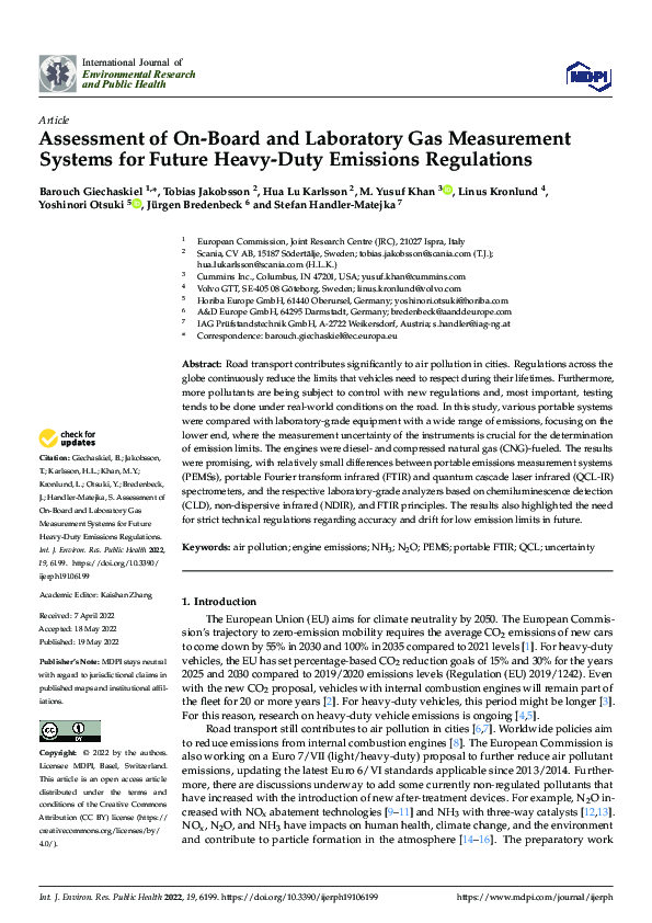 (PDF) Assessment of On-Board and Laboratory Gas Measurement Systems for ...