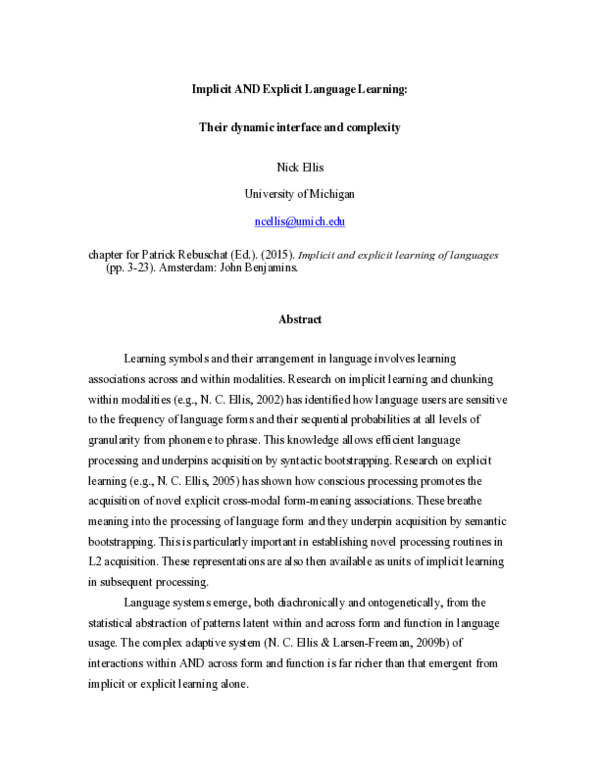 (PDF) Implicit and Explicit Language Acquisition (PDF) Implicit and Explicit Language Acquisition