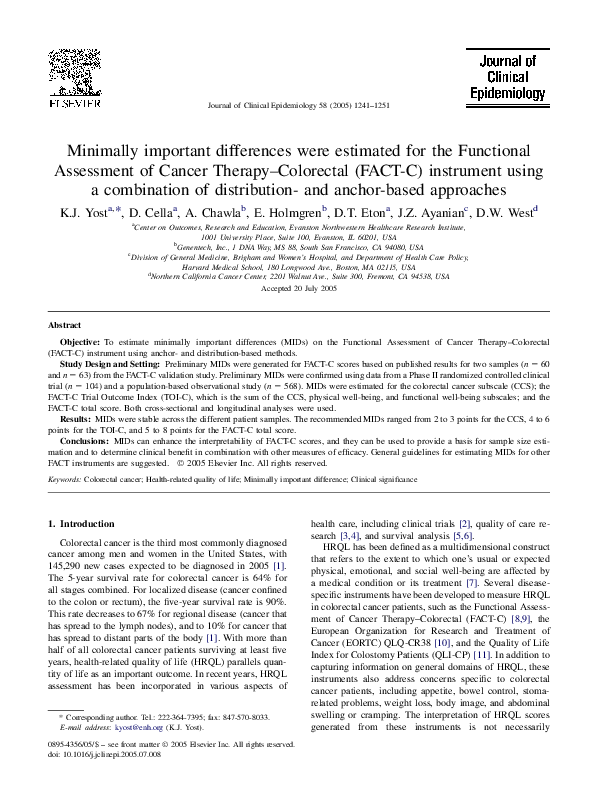(PDF) Minimally important differences were estimated for the Functional ...