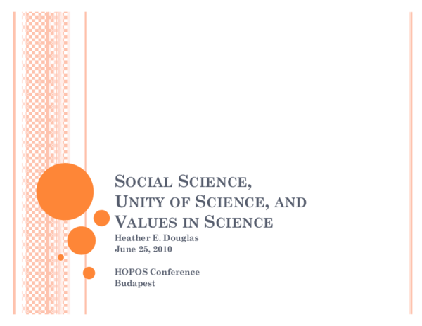(PPT) Social Science, Unity of Science, and Values in Science