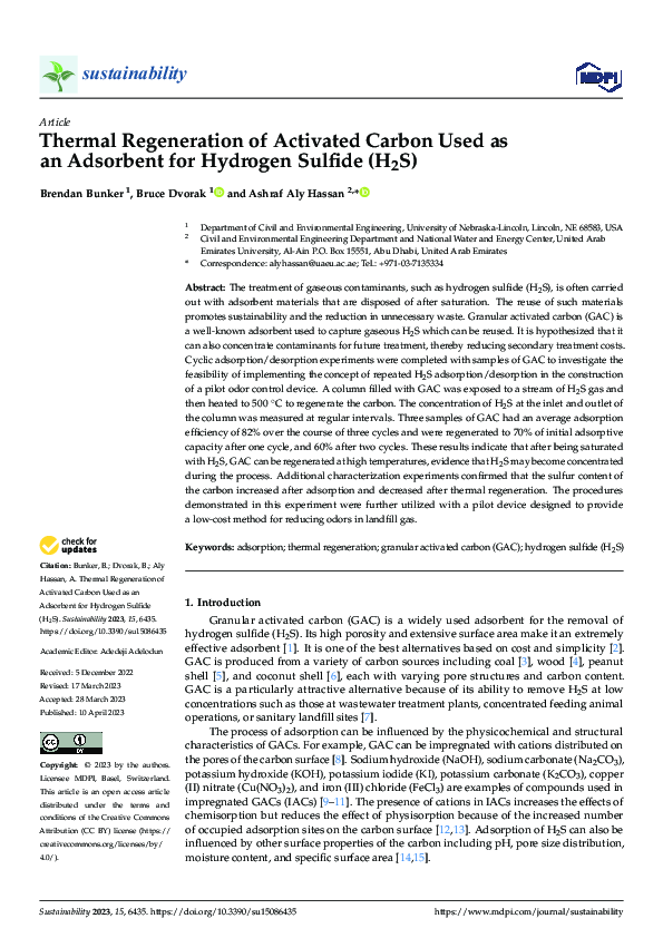 (PDF) Thermal Regeneration of Activated Carbon Used as an Adsorbent for ...