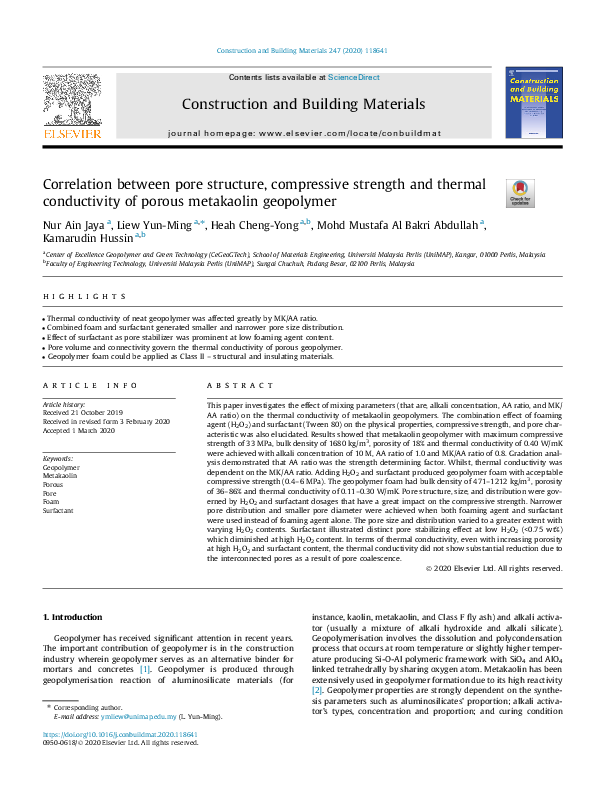 (PDF) Correlation between pore structure, compressive strength and thermal conductivity of ...